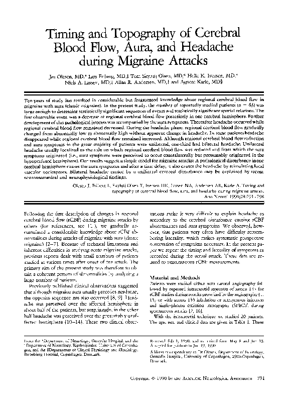 (PDF) Timing and topography of cerebral blood flow, aura, and headache ...