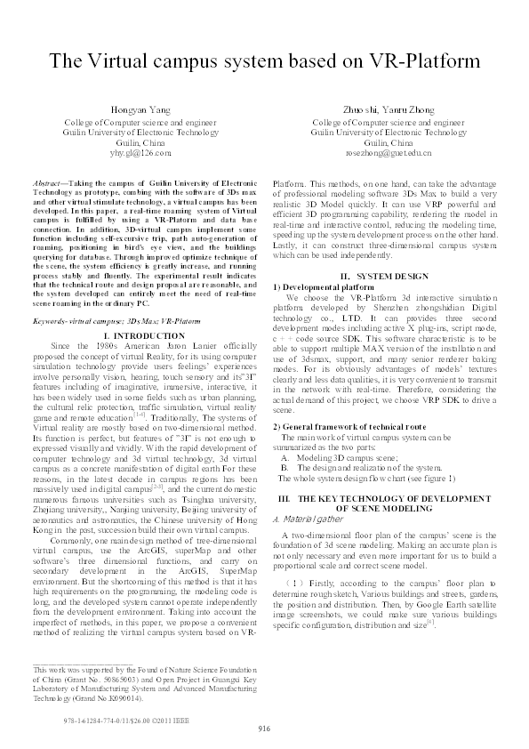 (PDF) The virtual campus system based on VR-Platform