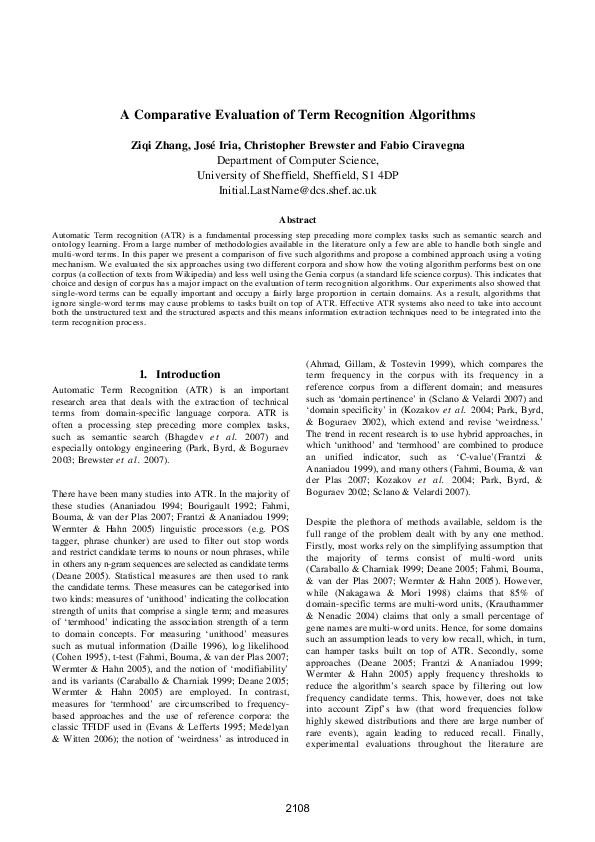 (PDF) A comparative evaluation of term recognition algorithms