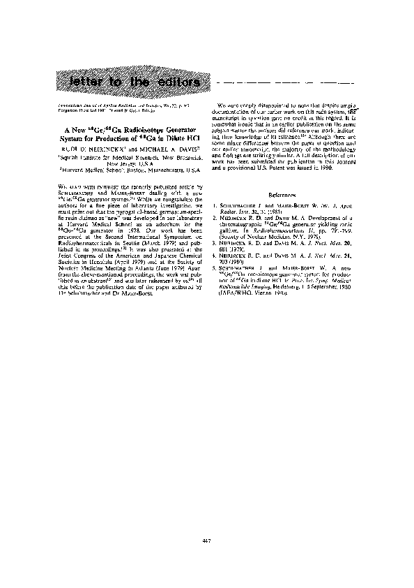 (PDF) A new 68Ge/68Ga radioisotope generator system for production of ...