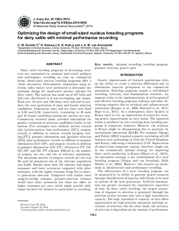 (PDF) Optimizing the design of small-sized nucleus breeding programs ...