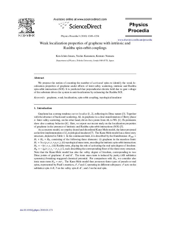(PDF) Weak localization properties of graphene with intrinsic and ...
