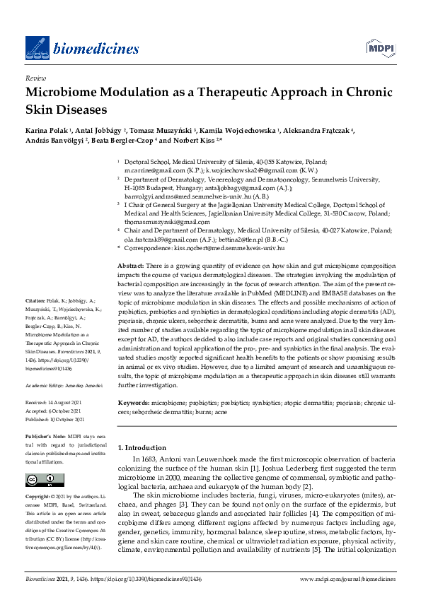 (PDF) Microbiome Modulation as a Therapeutic Approach in Chronic Skin ...