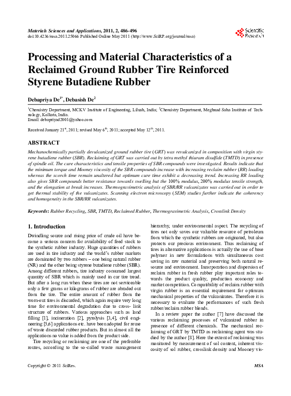 (PDF) Processing and Material Characteristics of a reclaimed Ground ...