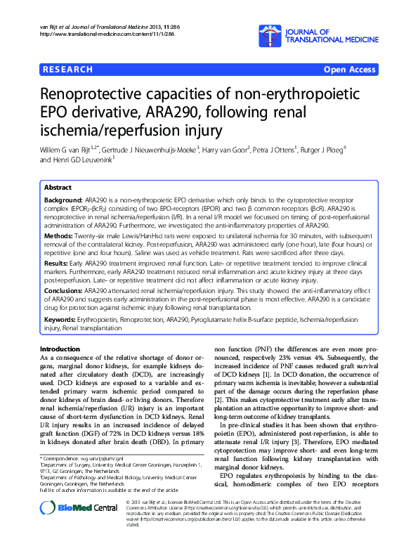 (PDF) Renoprotective capacities of non-erythropoietic EPO derivative ...
