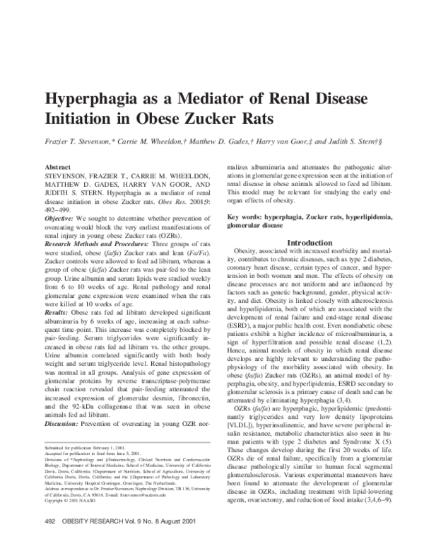 (PDF) Hyperphagia as a Mediator of Renal Disease Initiation in Obese ...