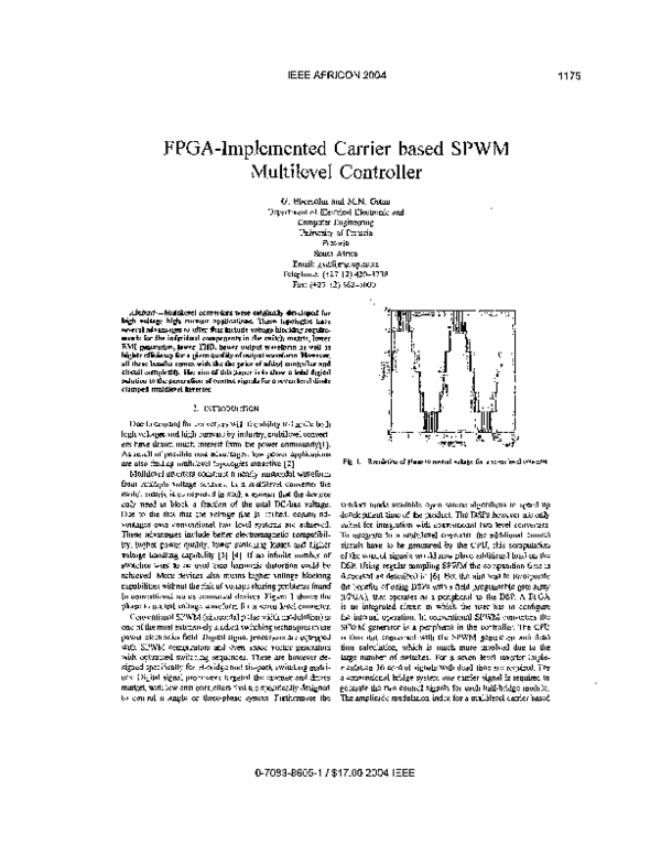 (PDF) FPGA-implemented carrier based SPWM multilevel controller