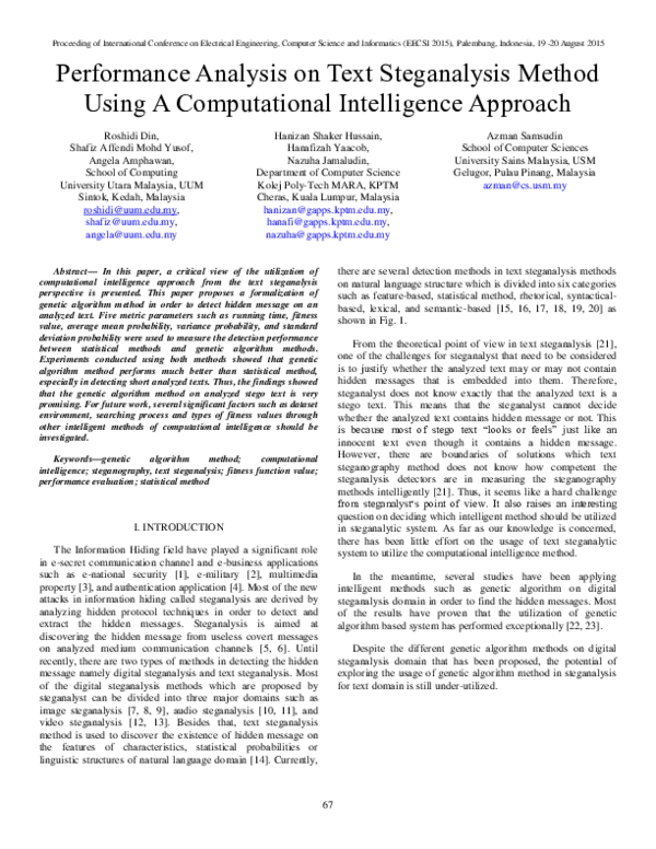 Pdf Performance Analysis On Text Steganalysis Method Using A