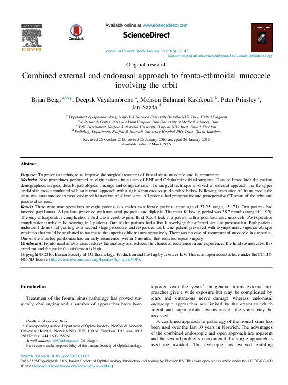 (PDF) Combined external and endonasal approach to fronto-ethmoidal ...