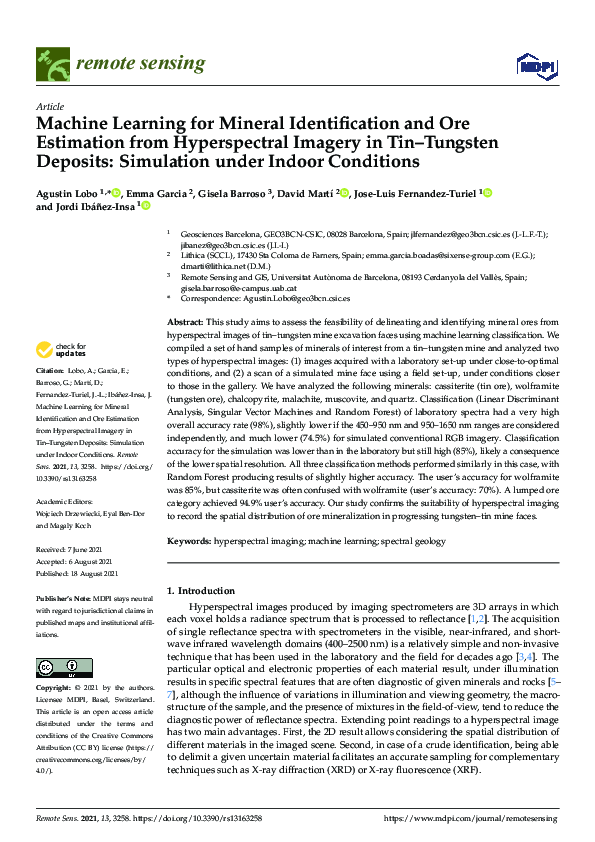 (PDF) Machine Learning for Mineral Identification and Ore Estimation ...