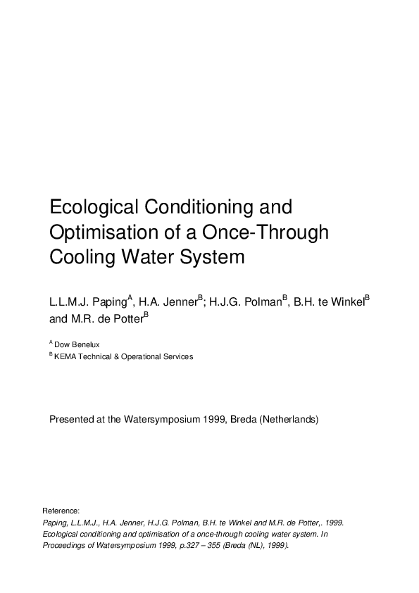 (PDF) Ecological Conditioning and Optimisation of a Once-Through ...
