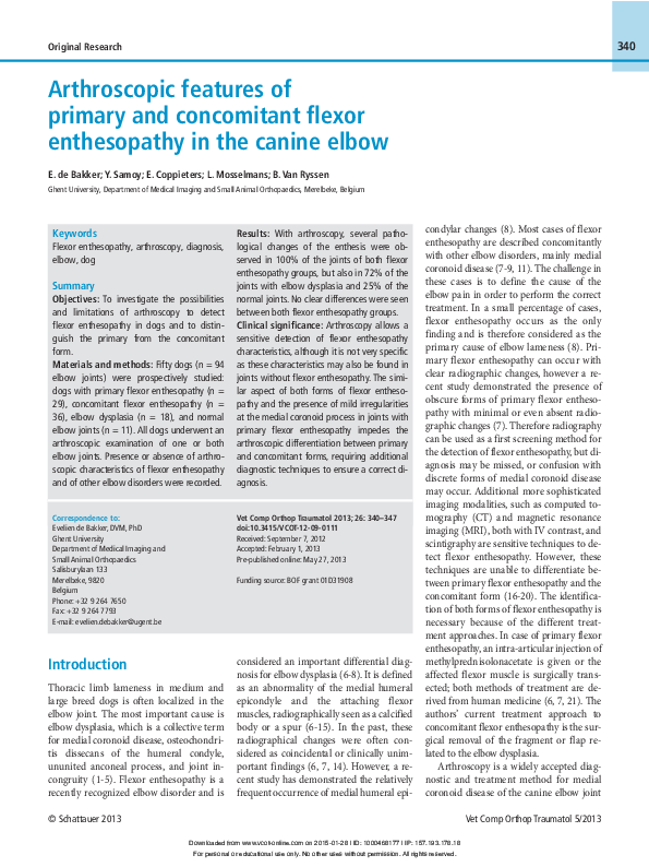 (PDF) Arthroscopic features of primary and concomitant flexor ...