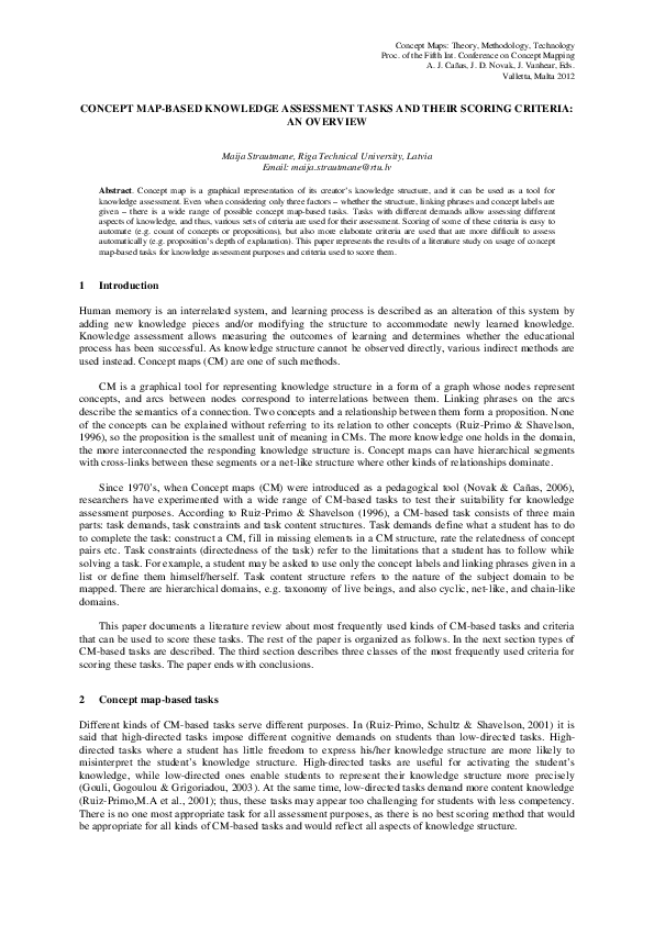 (PDF) Concept Map-Based Knowledge Assessment Tasks and Their Scoring ...