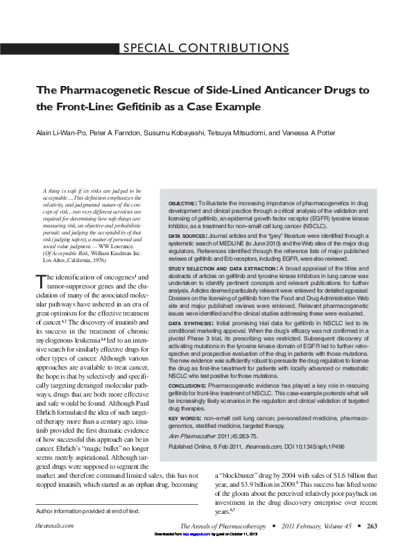 (PDF) The Pharmacogenetic Rescue of Side-Lined Anticancer Drugs to the ...