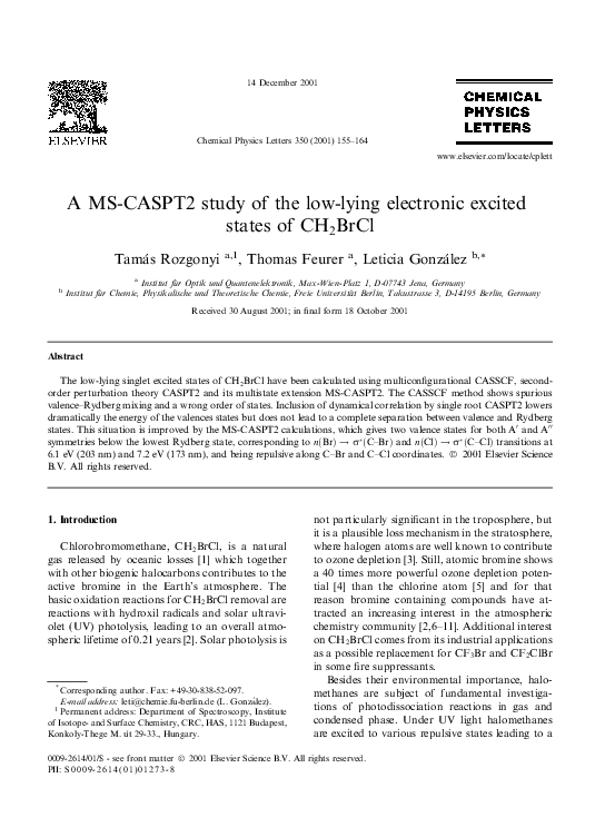 (PDF) A MS-CASPT2 study of the low-lying electronic excited states of ...