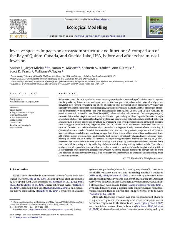 (PDF) Invasive species impacts on ecosystem structure and function: A ...