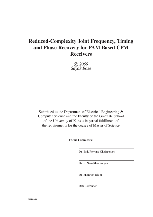 (PDF) Reduced-Complexity Joint Frequency, Timing and Phase Recovery for PAM Based CPM Receivers
