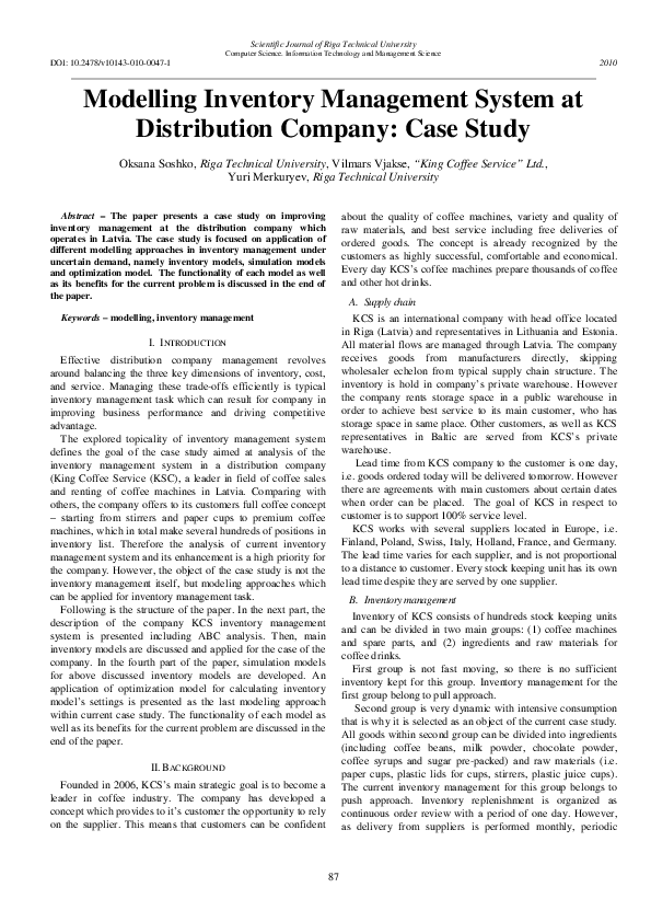 (PDF) Modelling Inventory Management System at Distribution Company ...