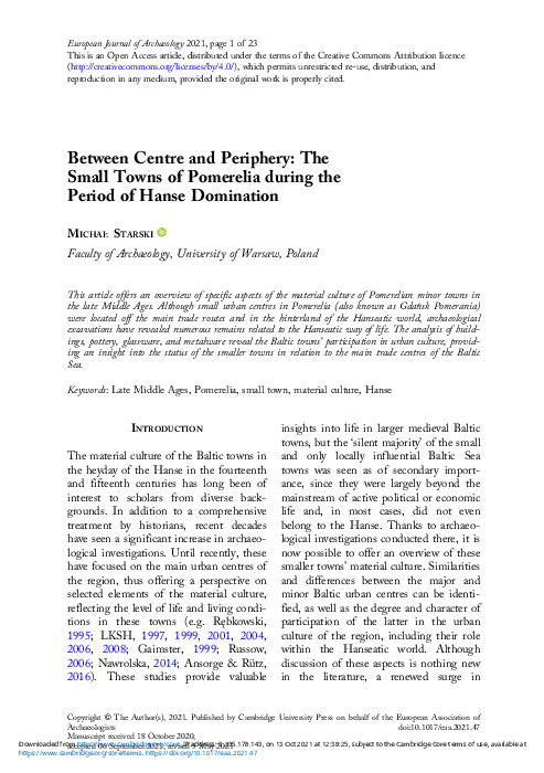 (PDF) Between Centre and Periphery: The Small Towns of Pomerelia during ...