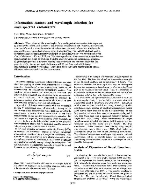 (PDF) Information content and wavelength selection for multispectral ...