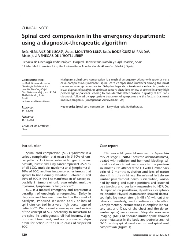 (PDF) Spinal cord compression in the emergency department: using a ...