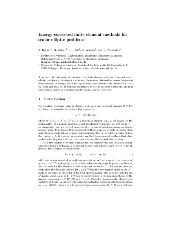 Pdf Energy Corrected Finite Element Methods For Scalar Elliptic Problems