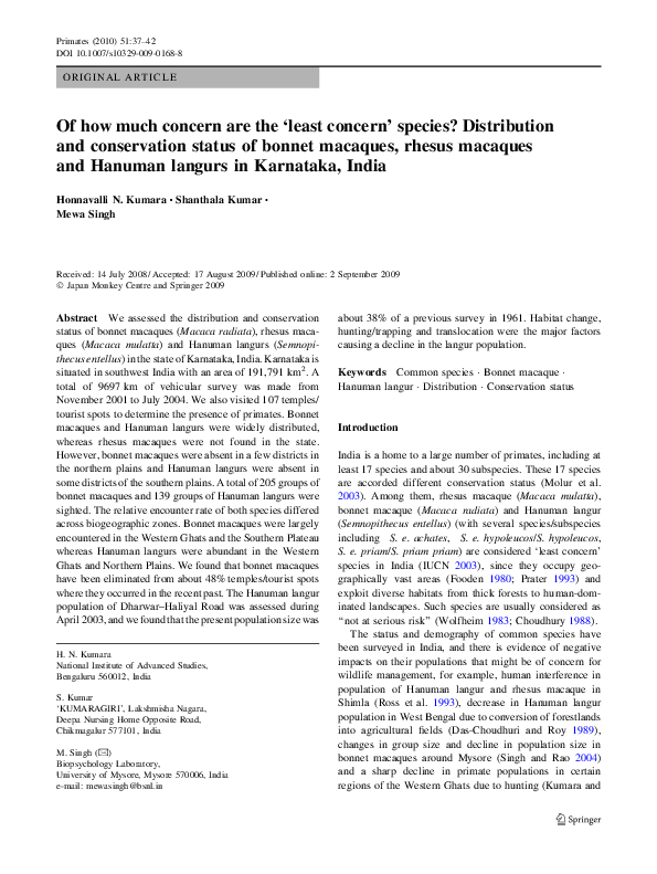 (PDF) Of how much concern are the ‘least concern’ species? Distribution ...