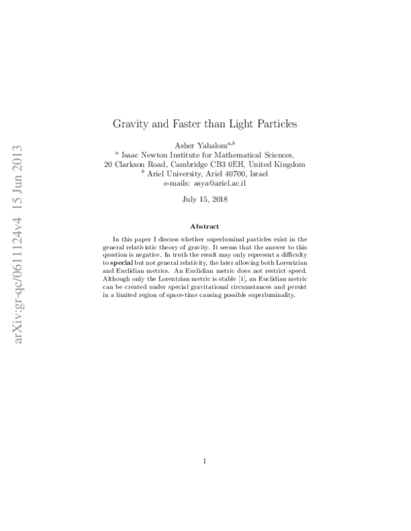 (PDF) The Linear Stability of Lorentzian Space-Time | Asher Yahalom ...