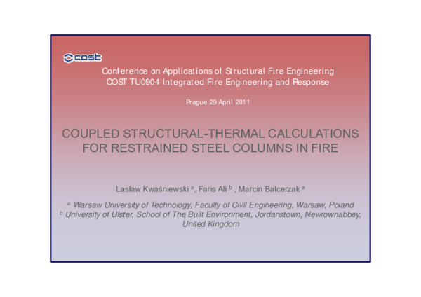 (PDF) Coupled Structural-thermal Calculations for Restrained Steel Columns in Fire