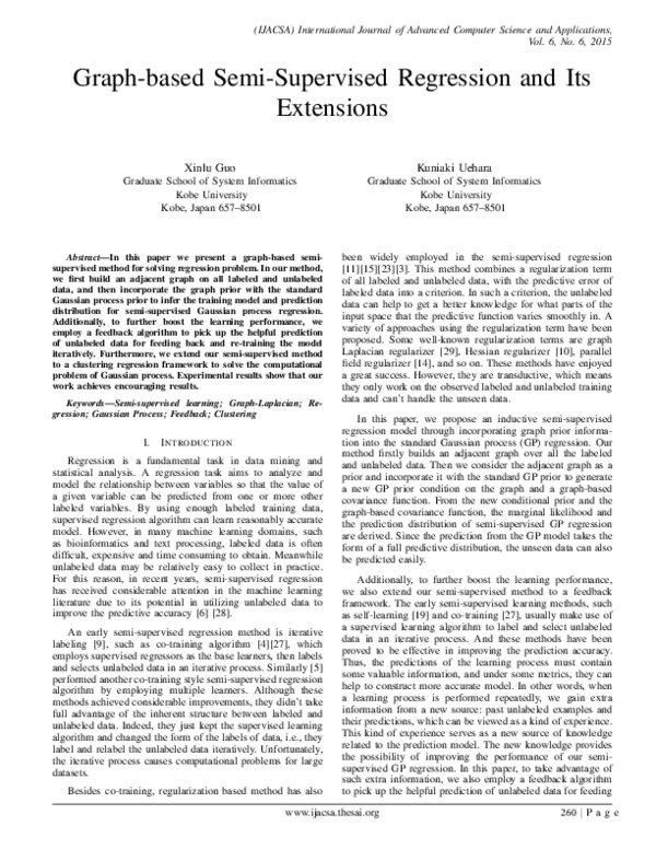Pdf Graph Based Semi Supervised Regression And Its Extensions Kuniaki Uehara