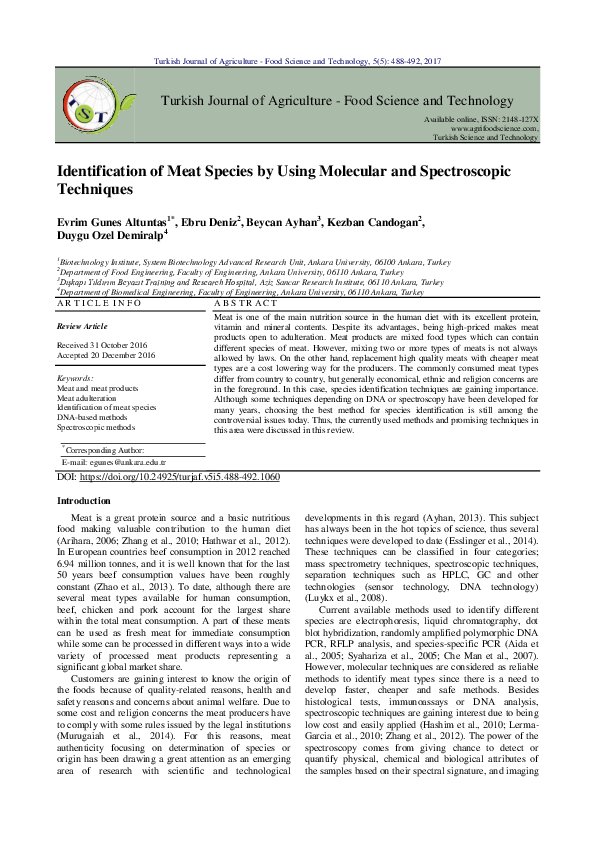 (PDF) Identification of Meat Species by Using Molecular and ...