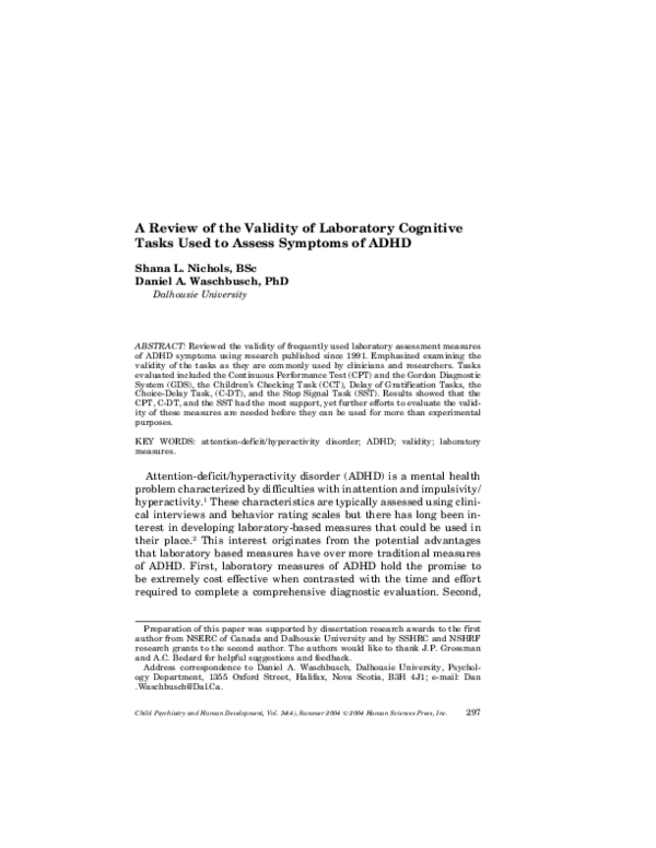 (PDF) A Review of the Validity of Laboratory Cognitive Tasks Used to ...