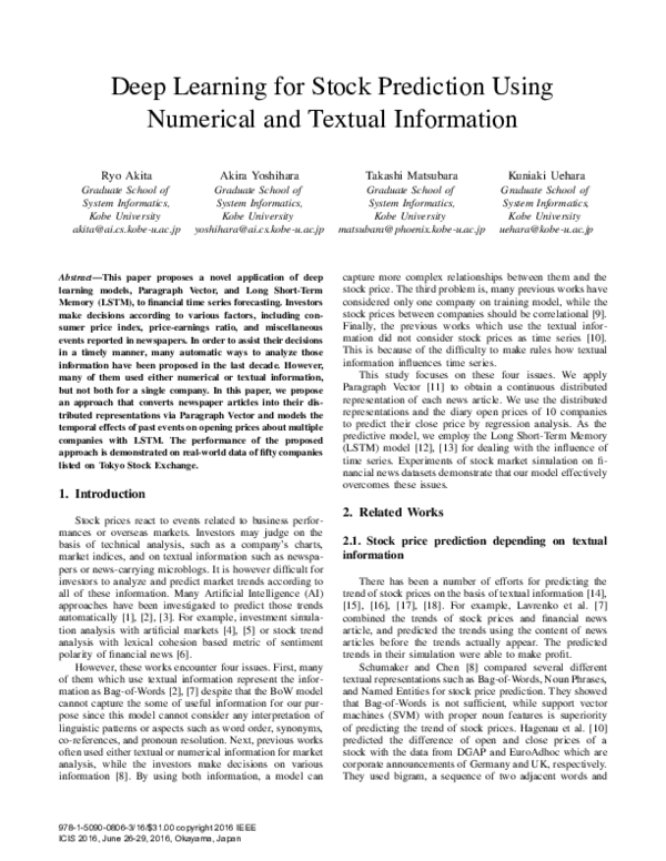 Pdf Deep Learning For Stock Prediction Using Numerical And Textual