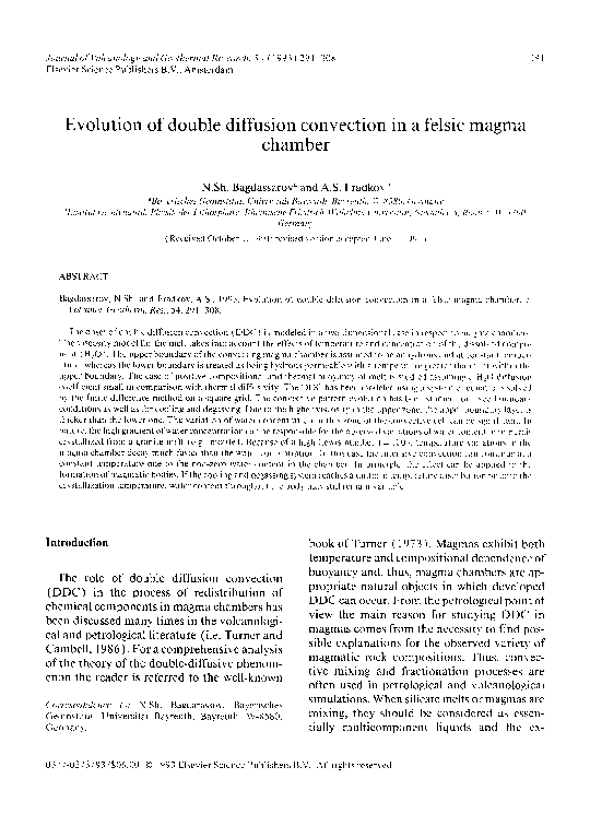 (PDF) Evolution of double diffusion convection in a felsic magma chamber