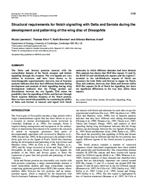 (PDF) Structural requirements for Notch signaling with Delta and ...