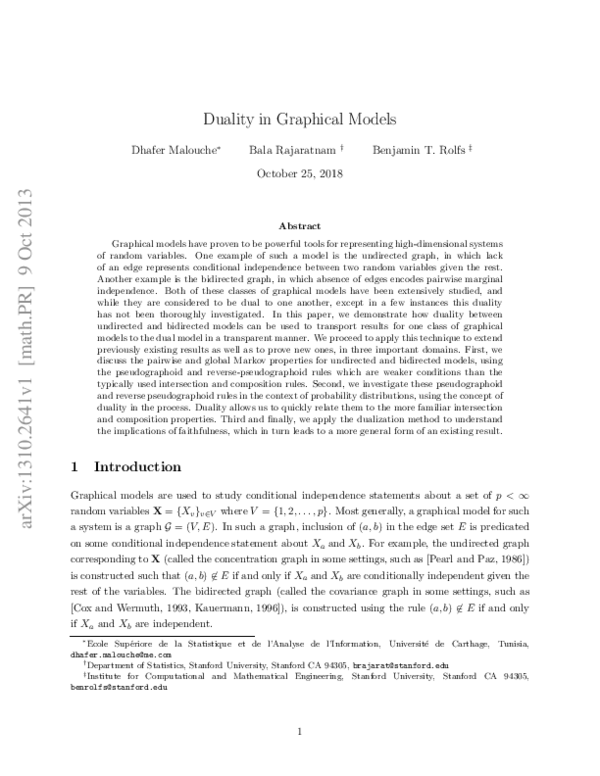(PDF) Exploring Duality in Graphical Models
