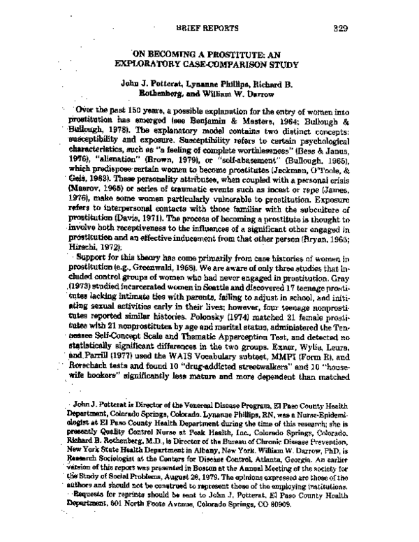 (PDF) On becoming a prostitute: An exploratory case‐comparison study ...