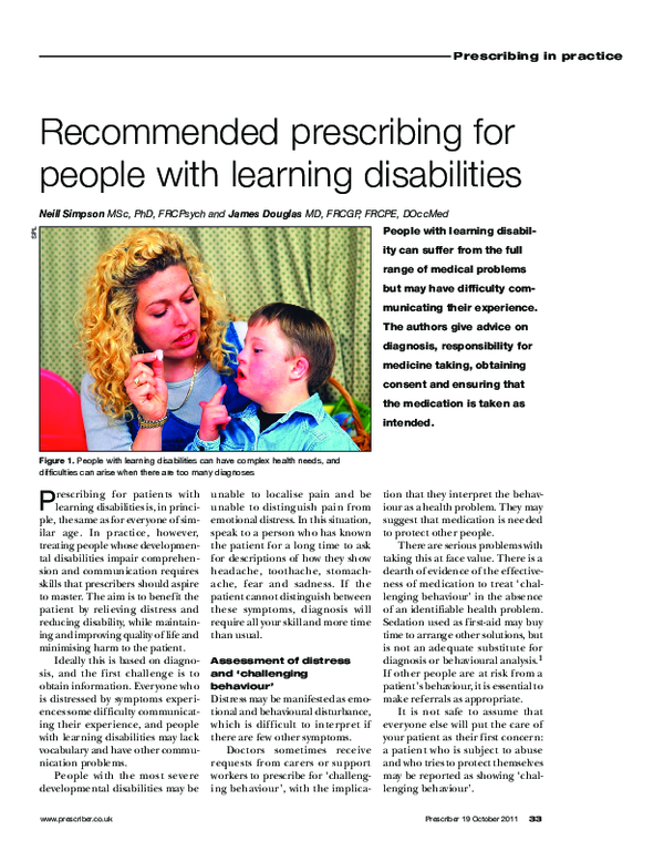 (PDF) Recommended prescribing for people with learning disabilities