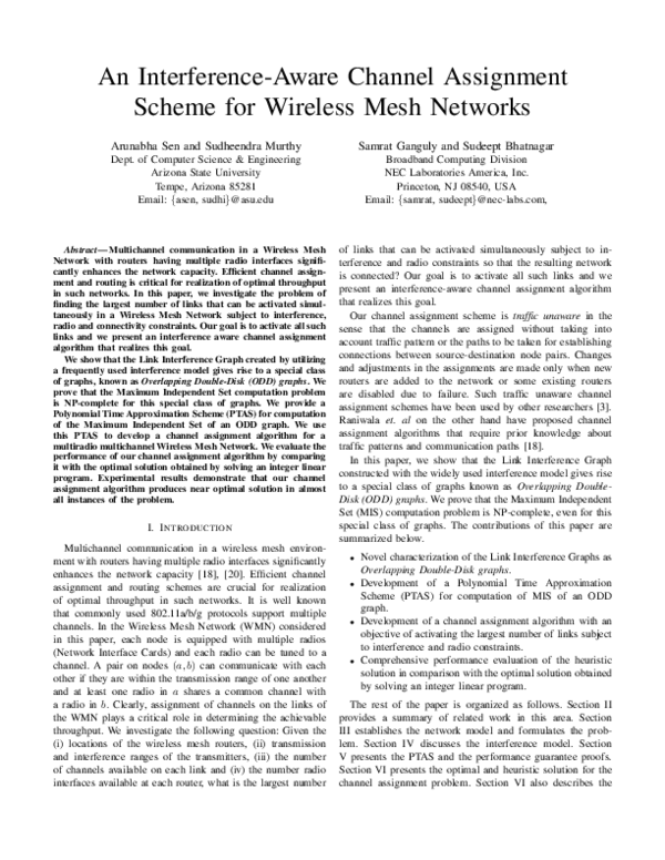 (PDF) An interference-aware channel assignment scheme for wireless mesh networks