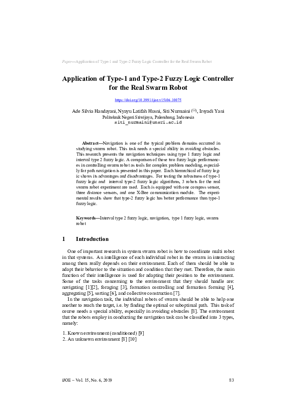 Pdf Application Of Type 1 And Type 2 Fuzzy Logic Controller For The