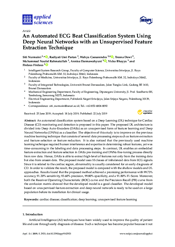 (PDF) An Automated ECG Beat Classification System Using Deep Neural ...