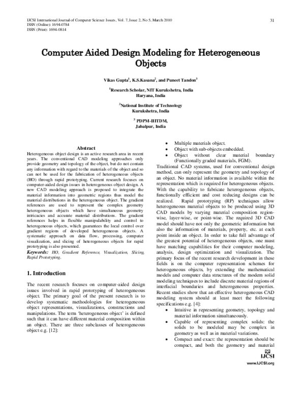 (PDF) Computer Aided Design Modeling for Heterogeneous Objects | Puneet Tandon - Academia.edu