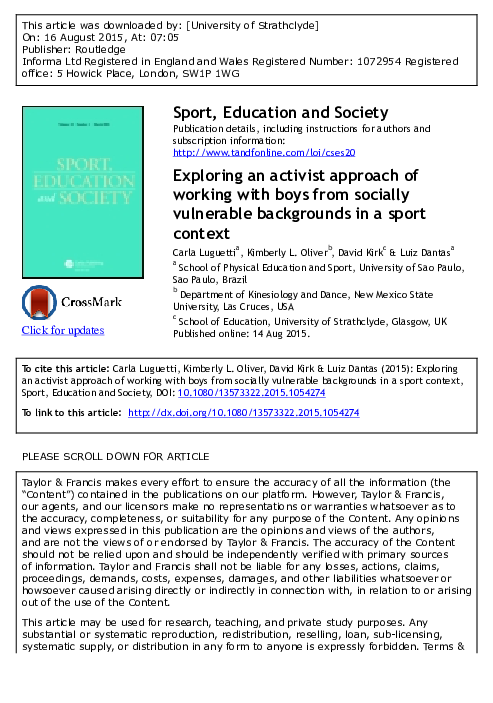 (PDF) Exploring an activist approach of working with boys from socially ...