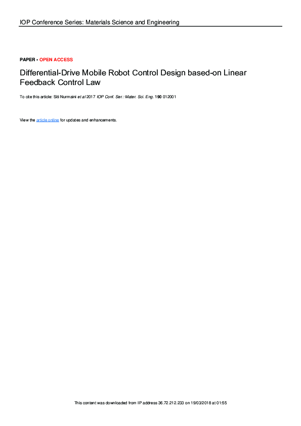 Pdf Differential Drive Mobile Robot Control Design Based On Linear Feedback Control Law