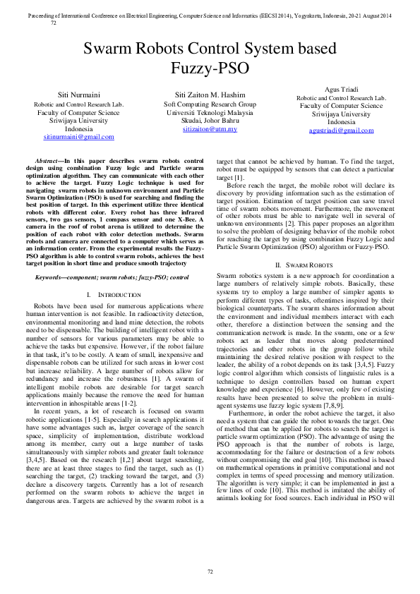 (PDF) Swarm Robots Control System based Fuzzy-PSO