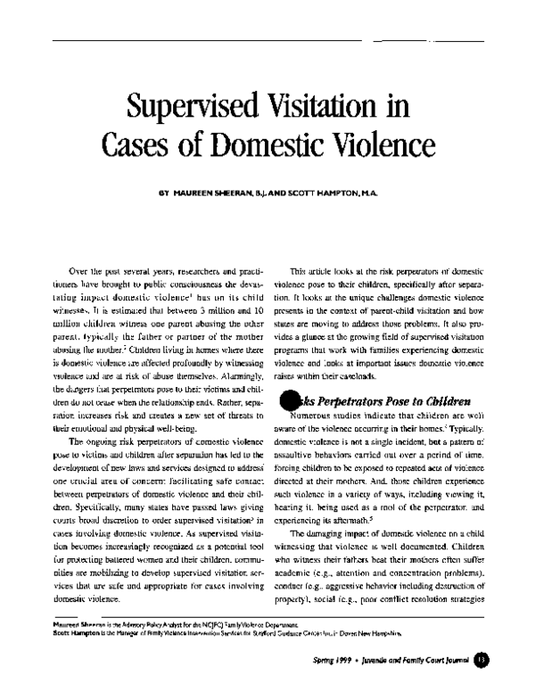 (PDF) Supervised Visitation in Cases of Domestic Violence
