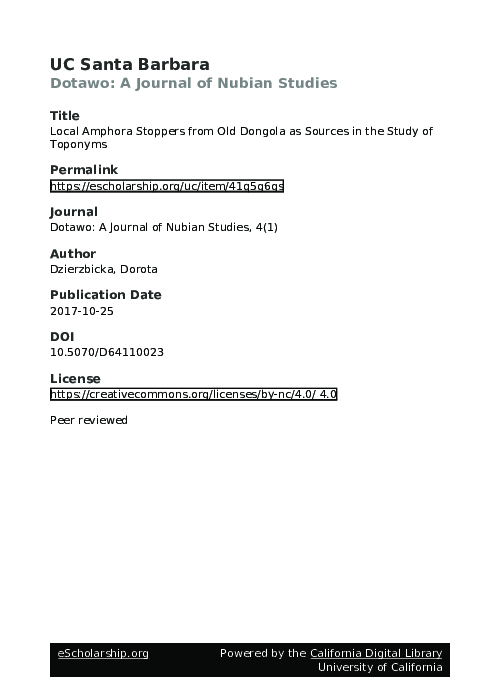 (PDF) Local Amphora Stoppers from Old Dongola as Sources in the Study ...