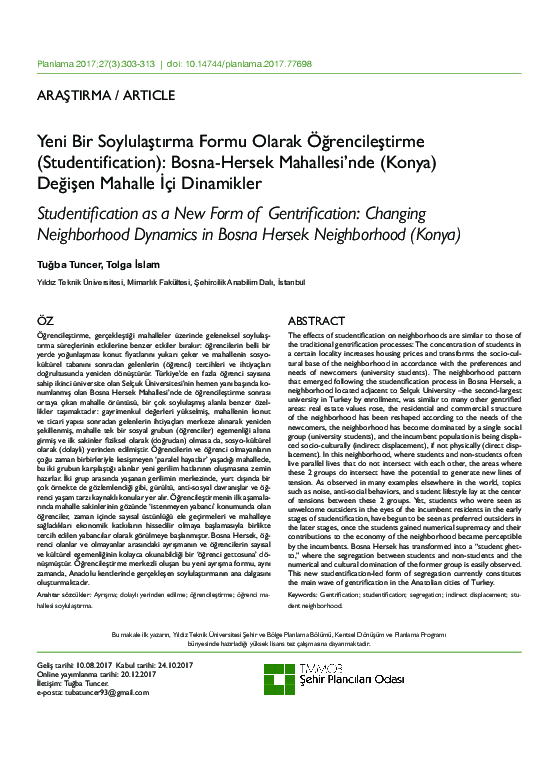 (PDF) Studentification as a new form of gentrification: changing ...