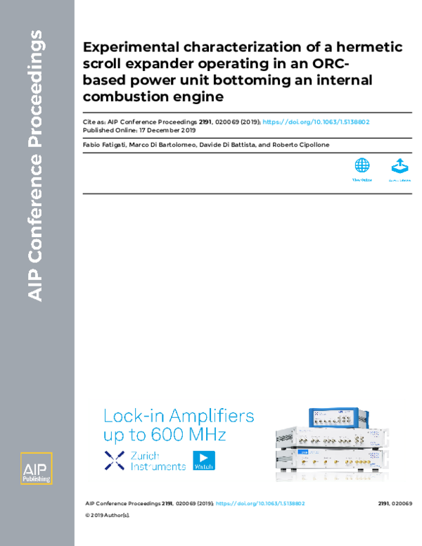 (PDF) Experimental characterization of a hermetic scroll expander for use in a micro-scale ...