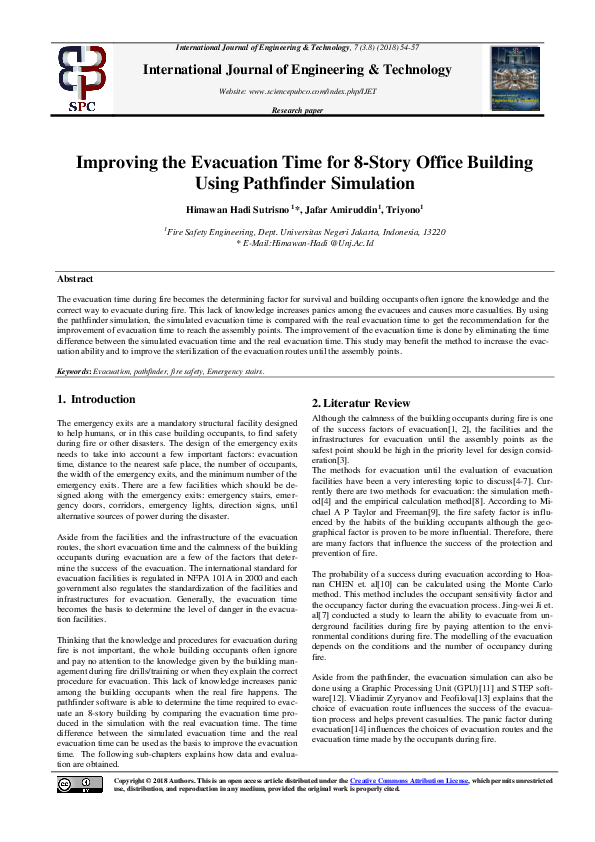 (PDF) Improving the Evacuation Time for 8-Story Office Building Using ...